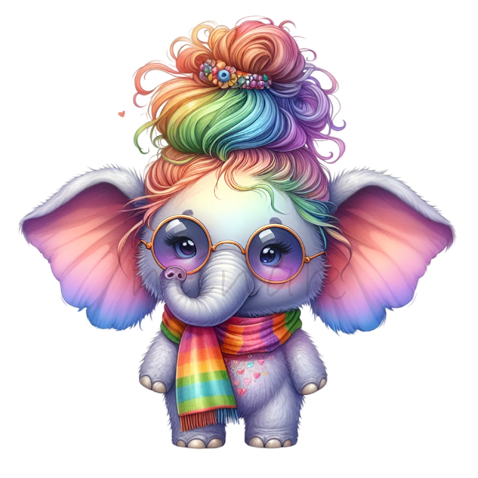 Rainbow Animal Clipart, Elephant Clip Art, Birthday Clipart, 10 PNG ...