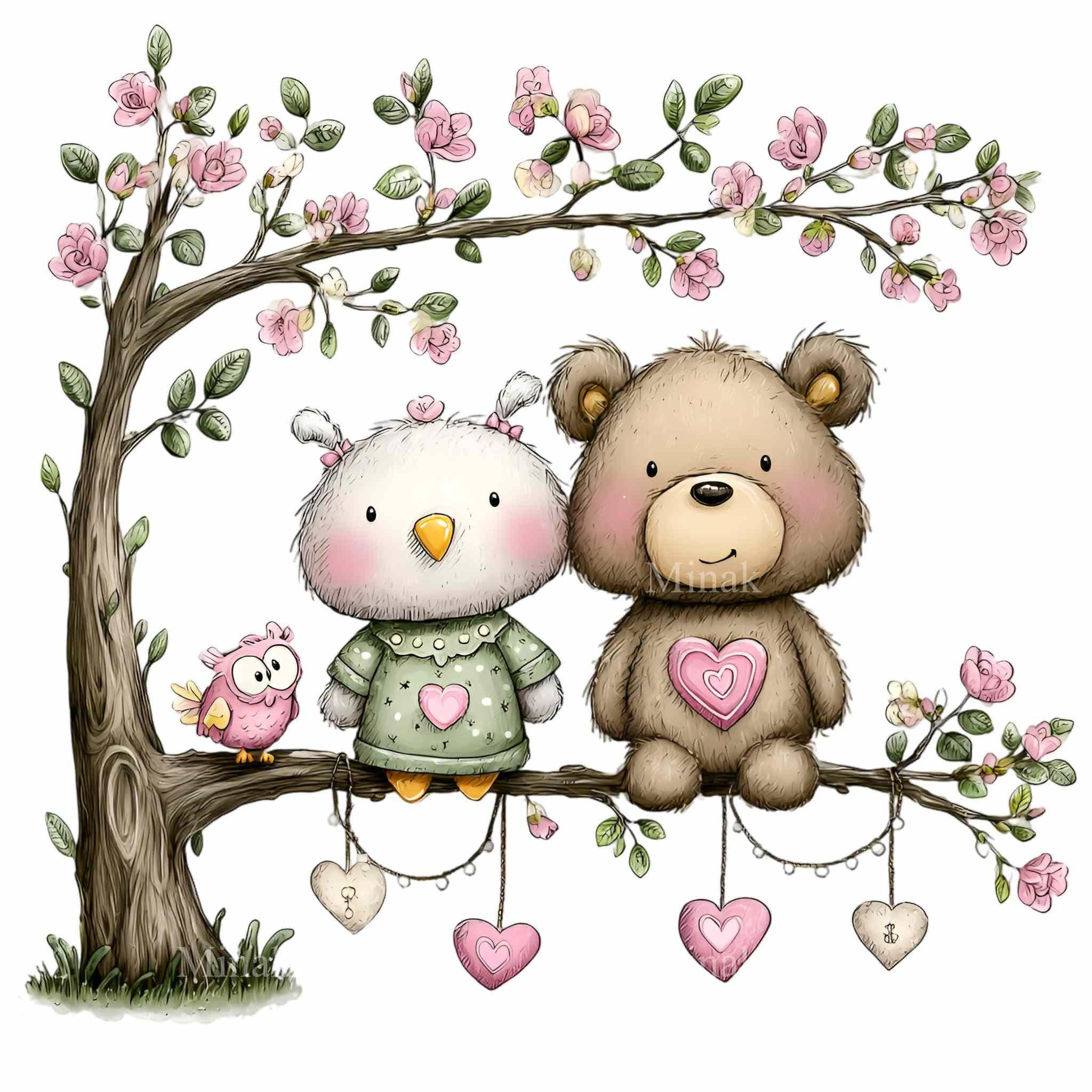 16 PNG Valentine Bears Clipart – Bears Couple on Swing – Baby Girl ...