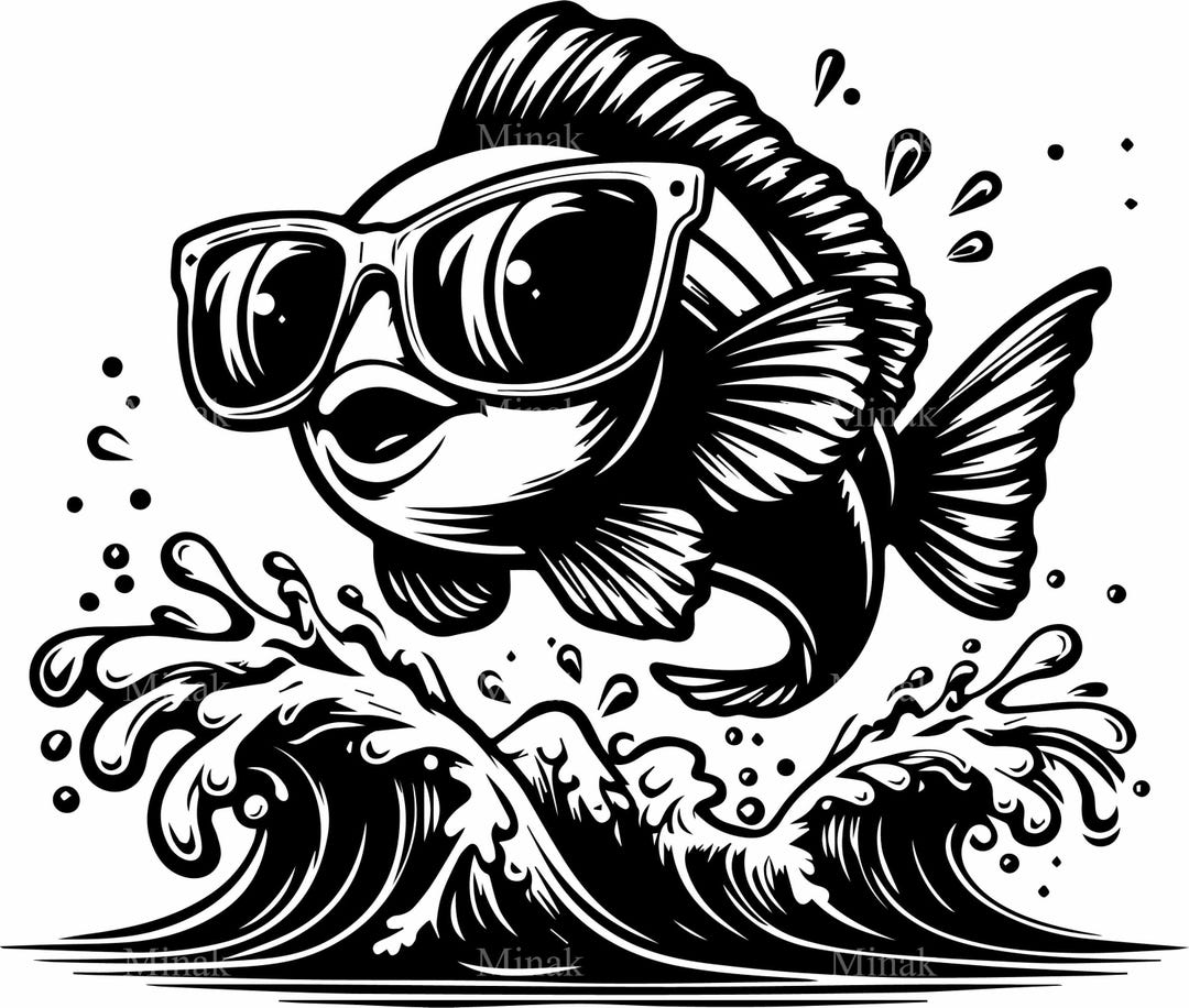 5 SVG Cool Fish SVG With Sunglasses – Ocean Cartoon Clipart – Funny ...
