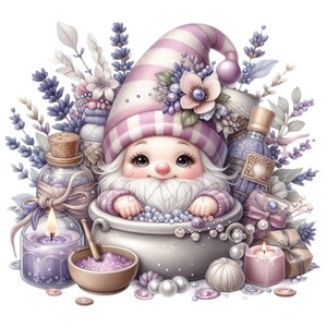 Spa Clipart, Gnome Clip Art, 14 PNG Pampering Bath Party Watercolor ...