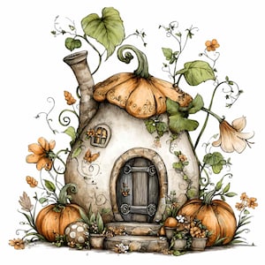 15 PNG Pumpkin House Clipart – Fall Fairy Home PNG – Cute Autumn ...