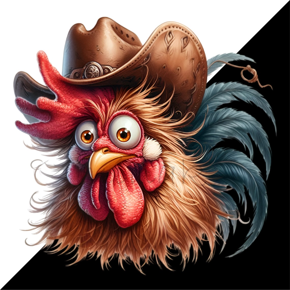 15 PNG Funny Cowboy Rooster Clipart, Western Chicken Hat Bandana - Etsy