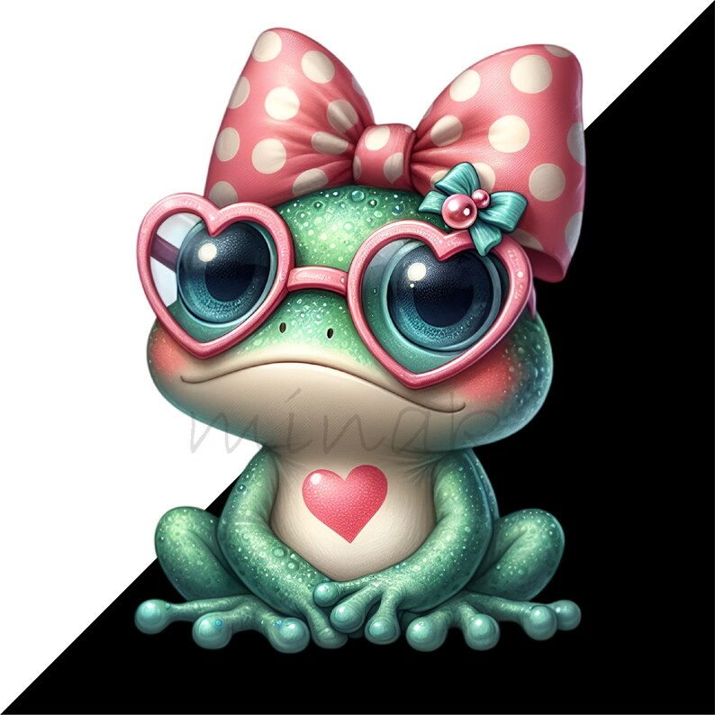 Frog Clip Art, 12 PNG Funny Girl Clipart, Polka Dots Bow, Funny Grandma ...