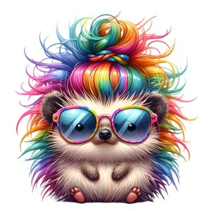Rainbow Hedgehog Cute Baby Animal Clipart 12 PNG Illustration, Digital ...