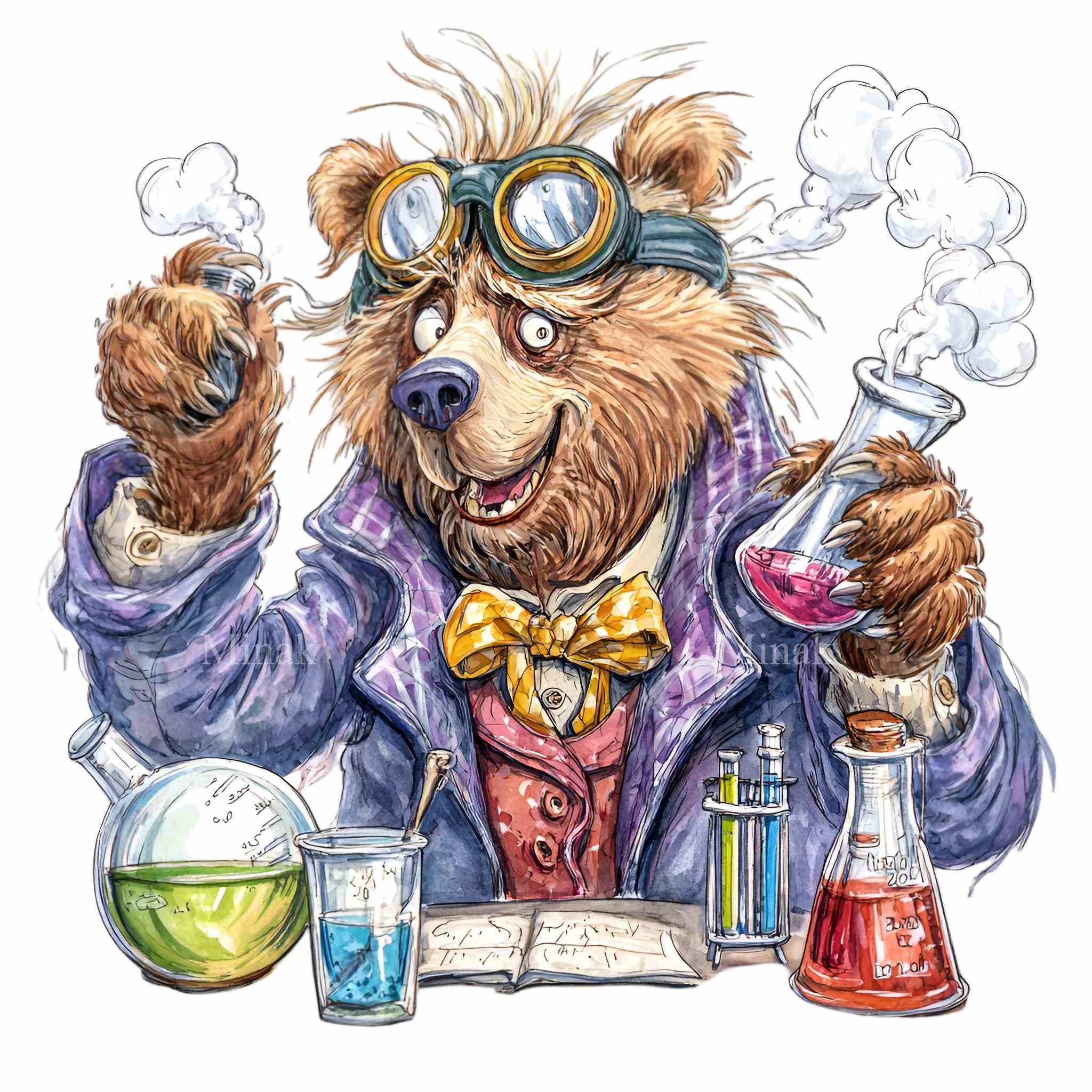 16 PNG Scientist Bear Clipart, Chemistry Lab Graphics Teacher ...