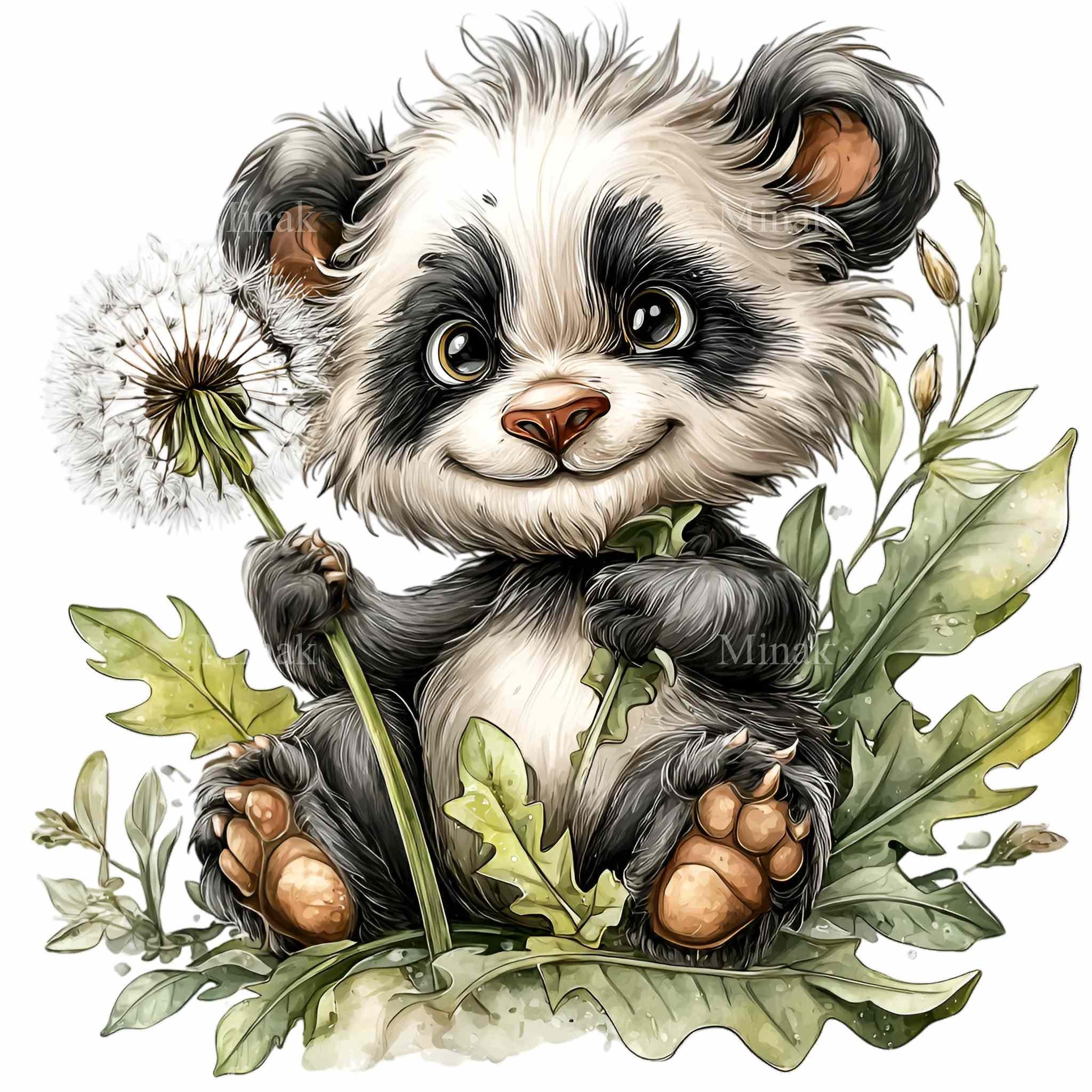 12 PNG Dandelion Panda – Panda Flower PNG Clipart – Cute Baby Animal ...