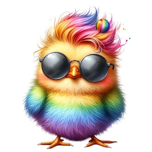 Rainbow Chick With Sunglasses Clipart 12 Fun and Quirky PNG for T ...