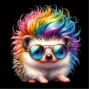 Rainbow Hedgehog Cute Baby Animal Clipart 12 PNG Illustration, Digital ...