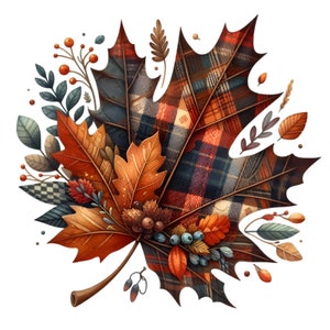 14 PNG Plaid Fall Leaf Maple Foliage Clipart, Autumn Rustic Harvest - Etsy