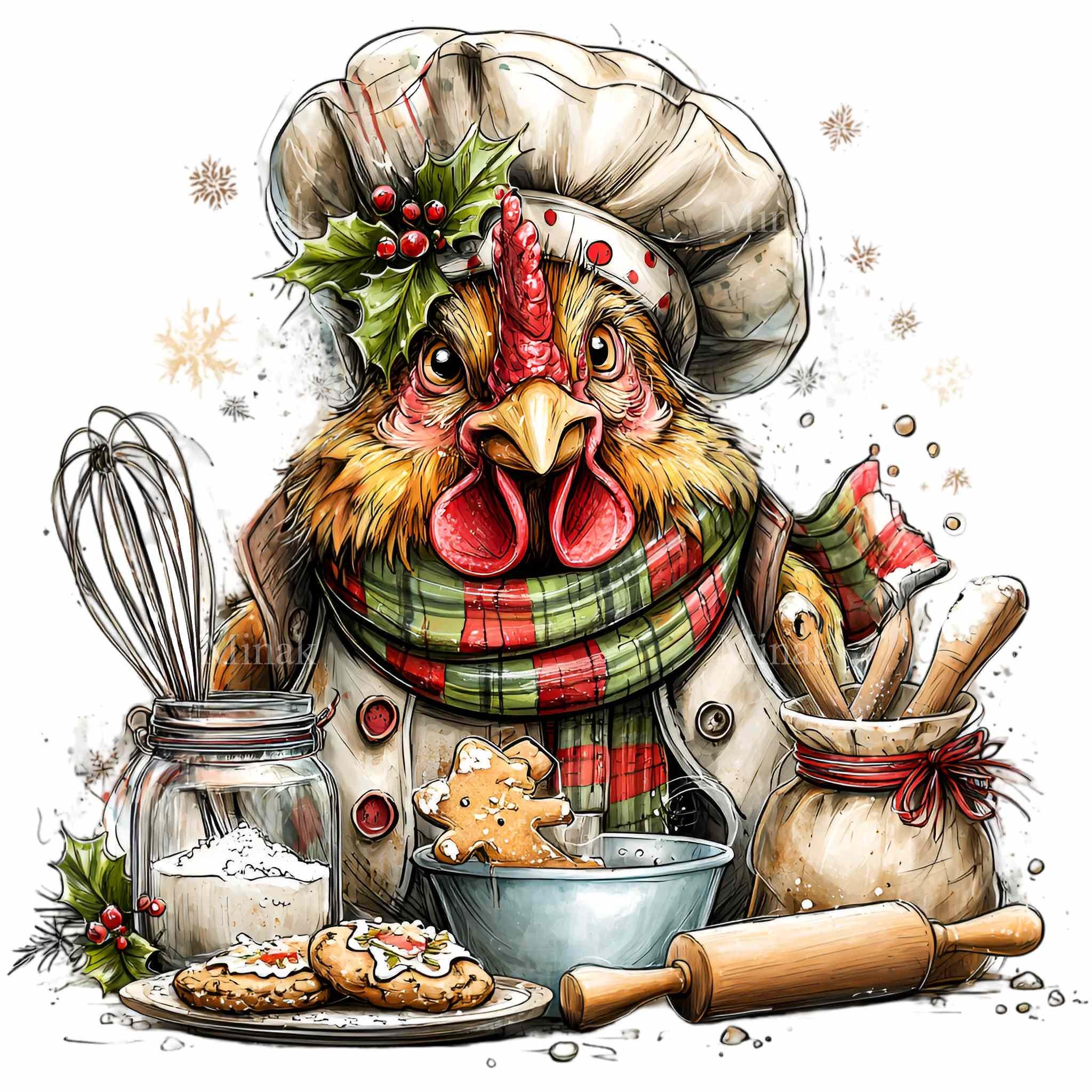 12 PNG Christmas Baking Chicken – Holiday Chicken PNG – Funny Farm Chef ...