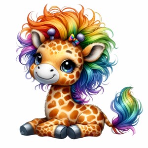 Rainbow Giraffe PNG Clipart - 15 Cute Cartoon Giraffe With Colorful ...