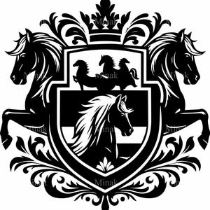 6 SVG Horse Crest SVG Cut File | Heraldic Stallion Shield Silhouette ...