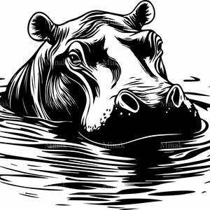 4 SVG Hippo Head SVG – Hippopotamus Face Clipart for Cricut and ...