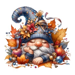 Fall Gnome Clipart, 10 PNG Watercolor Gnome Clip Art, Gnome Png ...
