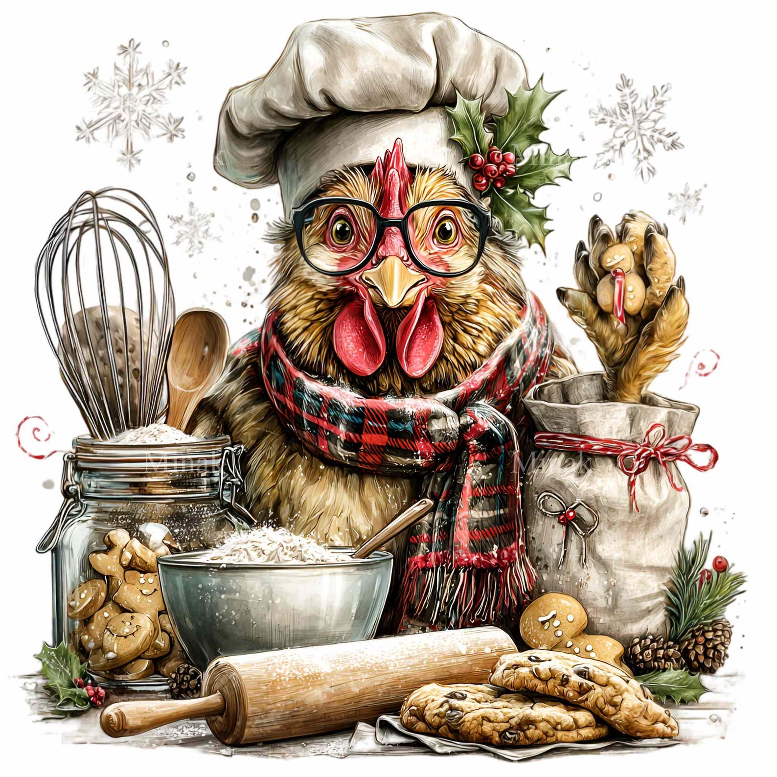12 PNG Christmas Baking Chicken Holiday Chef Clipart - Etsy