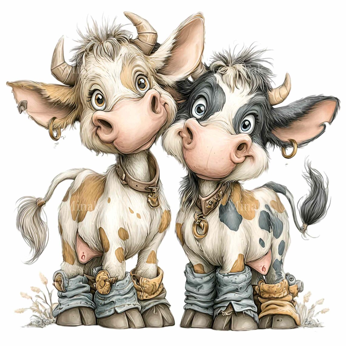 15 PNG Cute Cow Friends Clipart – Farm Animal PNG for Sublimation ...