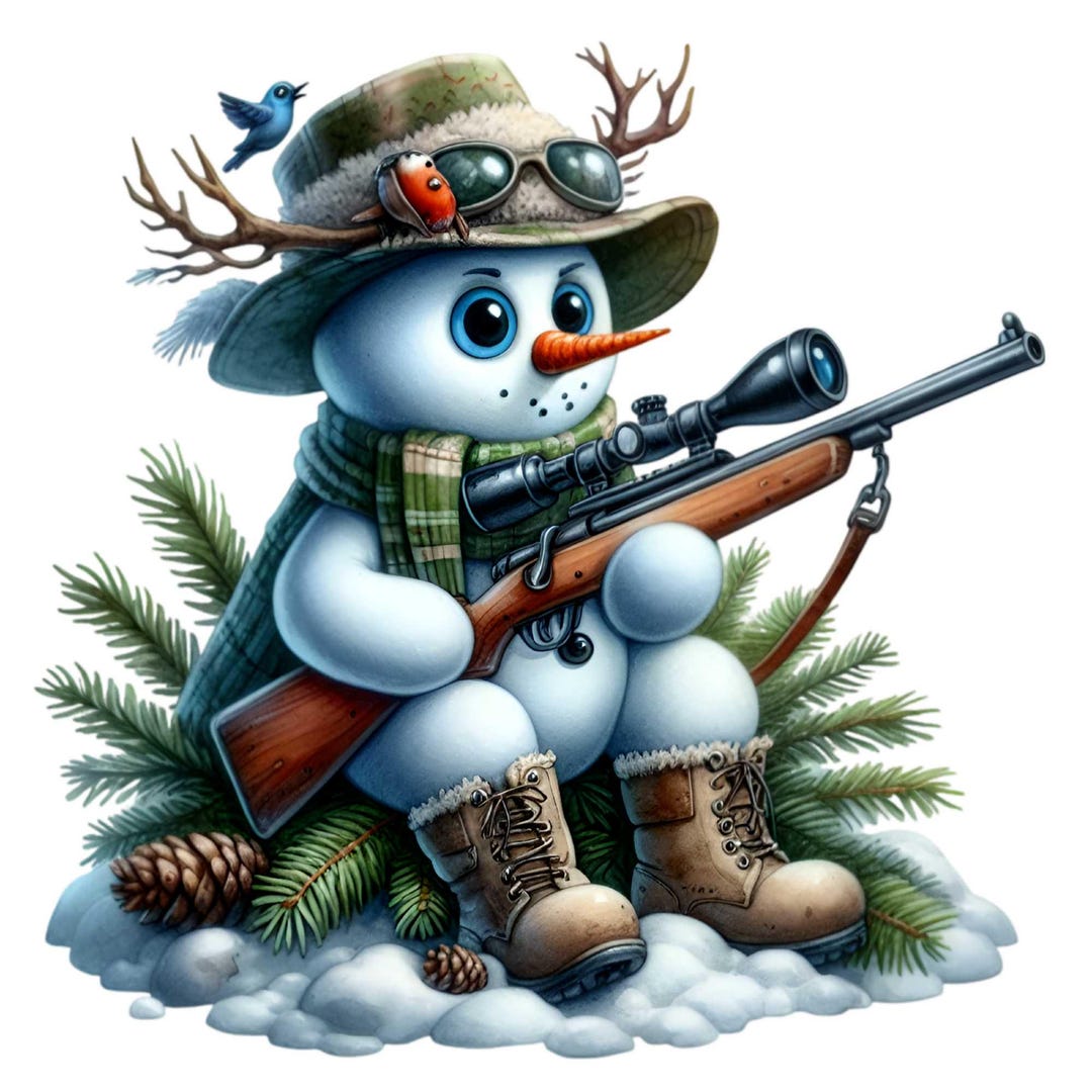 15 PNG Hunter Snowman Clipart – Snowman With Rifle PNG – Funny Winter ...