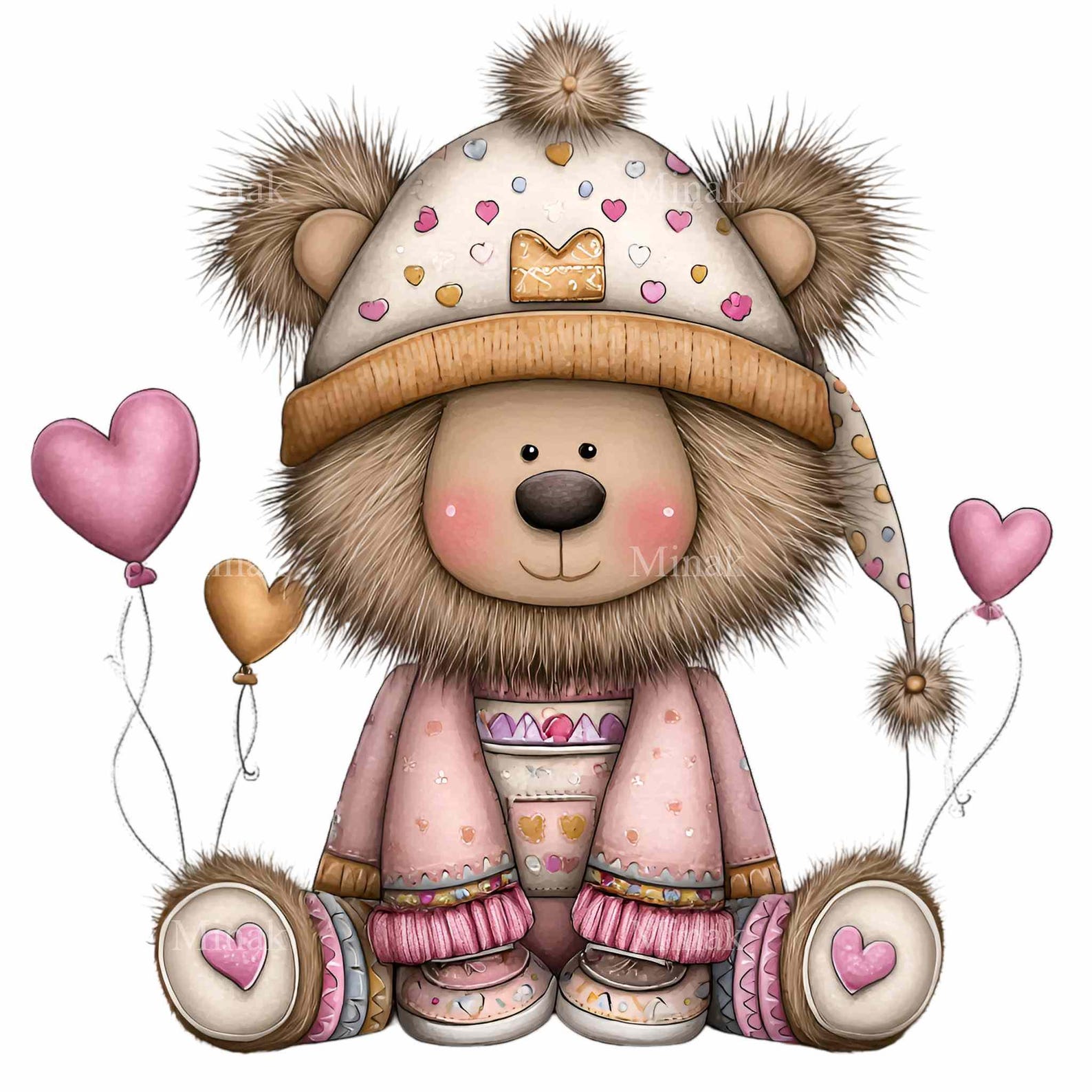 21 PNG Bear With Heart Balloons Clipart, Valentine Watercolor ...