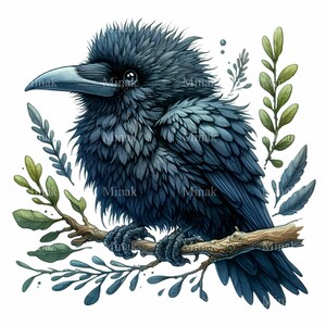 Majestic Raven PNG Clipart 10 Fluffy Black Bird With Detailed Feathers ...