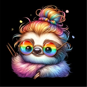 Sloth Png, Sloth Clip Art, Cute Sloth, Sloth Clipart, Rainbow ...