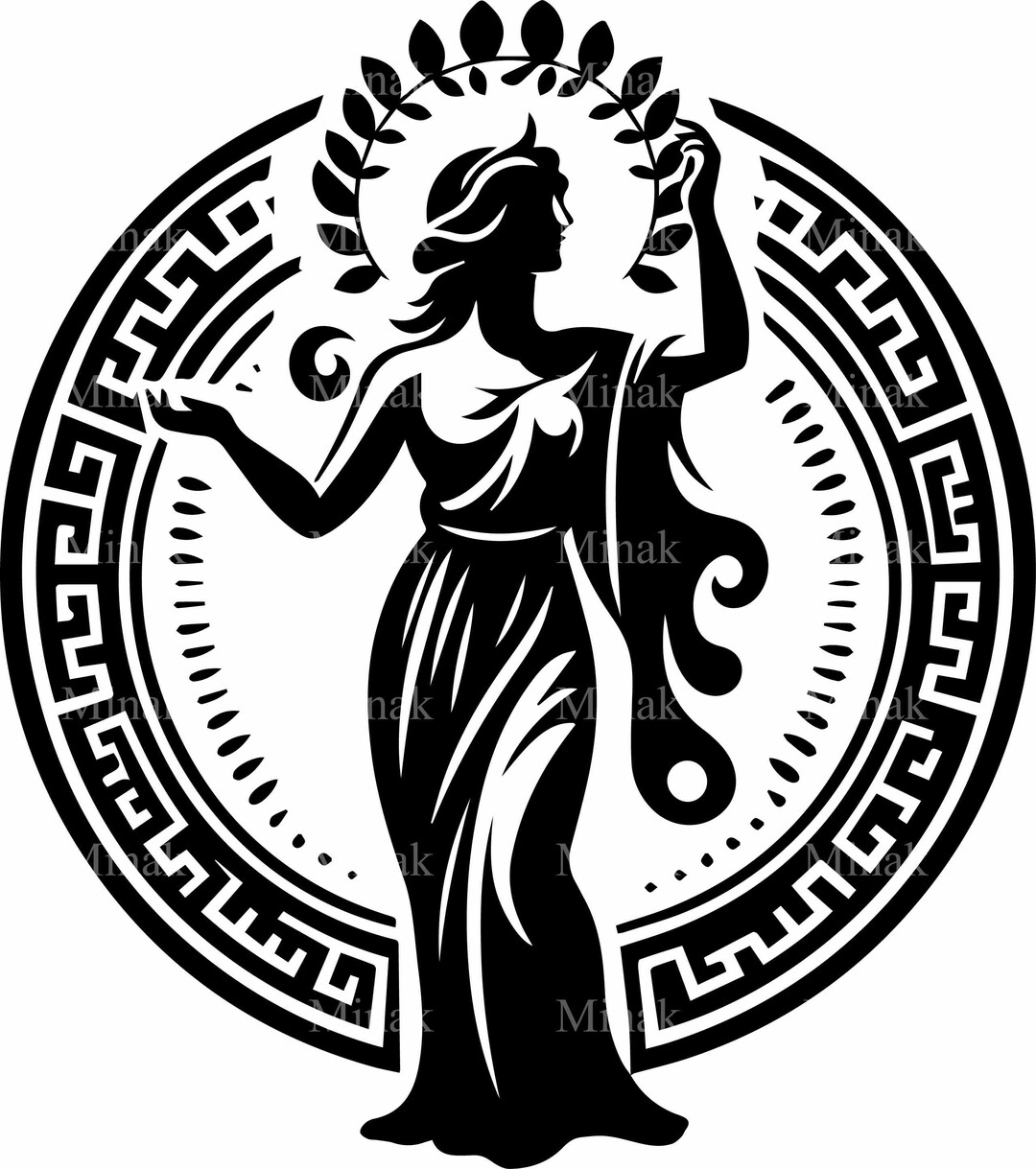 5 SVG Greek Goddess SVG Cut File, Elegant Woman With Laurel Wreath ...