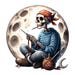 Knitting Skeleton on Crescent Moon Clipart PNG 14 Spooky Crafting in ...