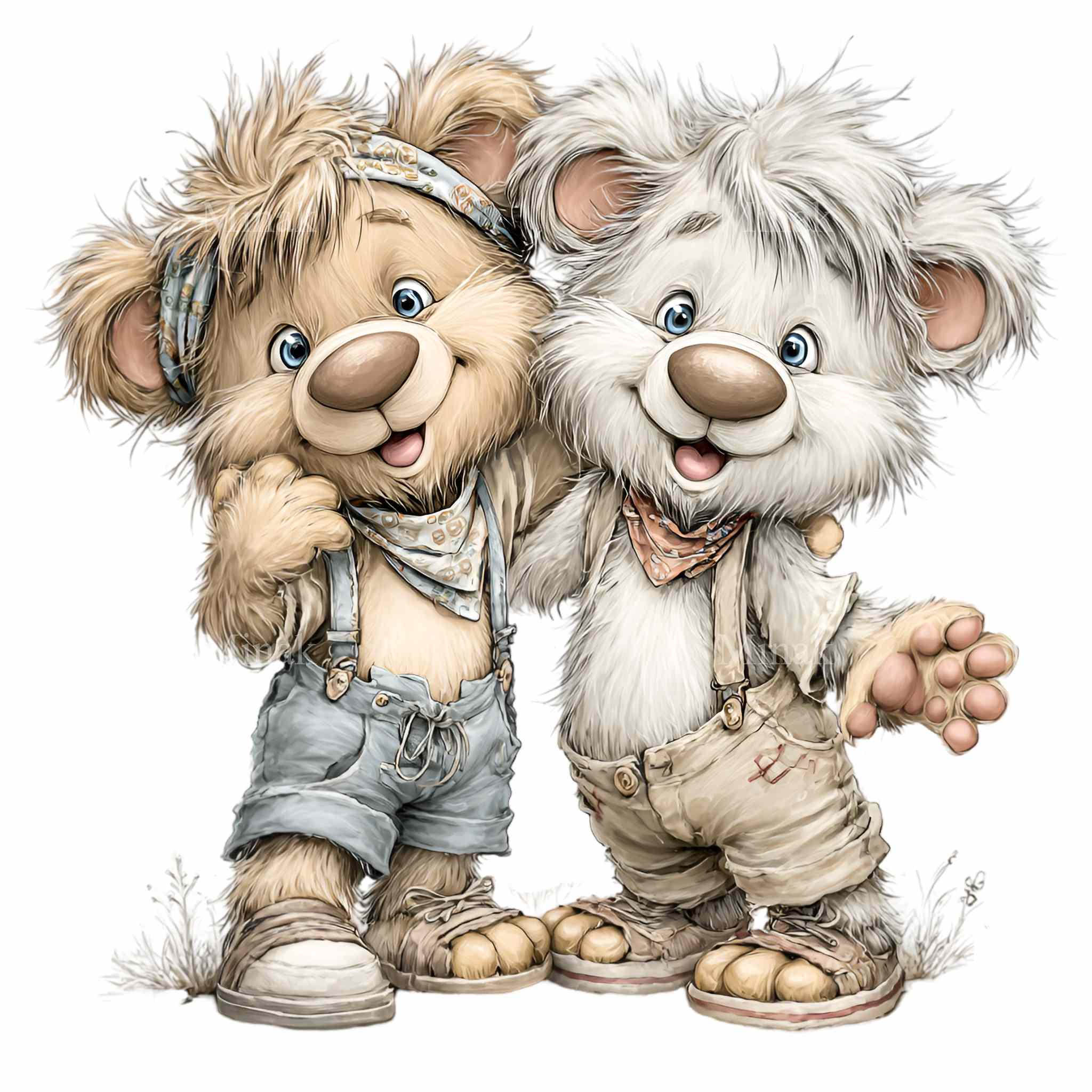 15 PNG Cute Bear Friends Clipart – Adorable Bear Duo PNG for Nursery ...