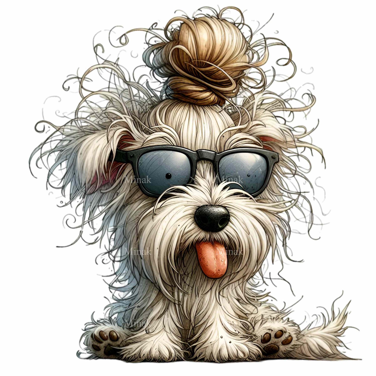 10 Funny Scruffy Dog PNG Clipart - Messy Hair, Glasses & Tie Digital ...