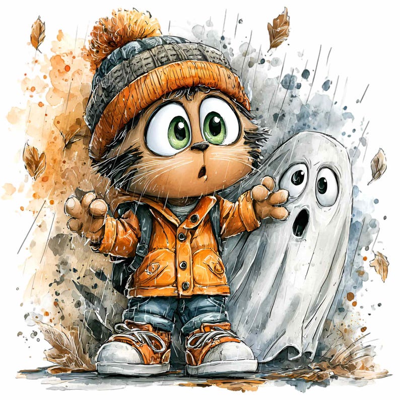 16 PNG Halloween Cat and Ghost Clipart – Cute Autumn Pet PNG – Funny ...