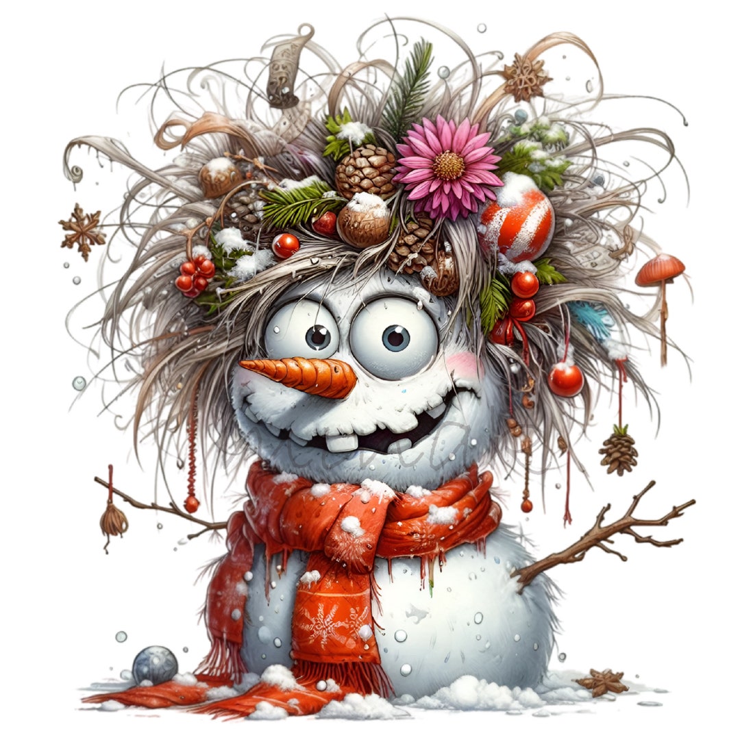 12 PNG Funny Snowman Clipart, Crazy Hair Winter Snowman PNG, Christmas ...