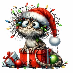 Christmas Lizard With Santa Hat PNG Clipart | 12 Adorable Reptile ...
