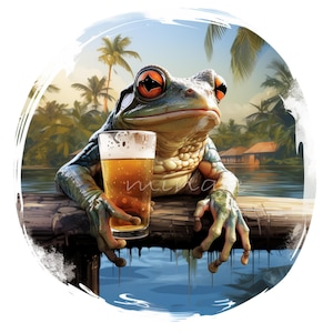 10 PNG Tropical Frog Beer, Summer Beach Drink Clipart, Exotic Toad ...