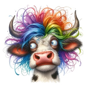 10 PNG Rainbow Cow Clipart – Colorful Cow PNG – Funky Farm Animal ...