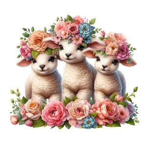 Lamb Clipart, 12 PNG Watercolor Sheep Spring Easter Card Making, Baby ...