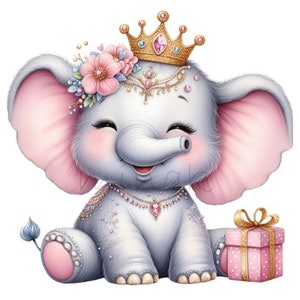 Elephant Girl Clipart, 15 Watercolor Elephant Clipart, Elephant Png ...