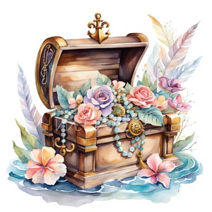 Treasure Chest Clipart PNG, 25 Watercolor Pirate Jewelry Png ...