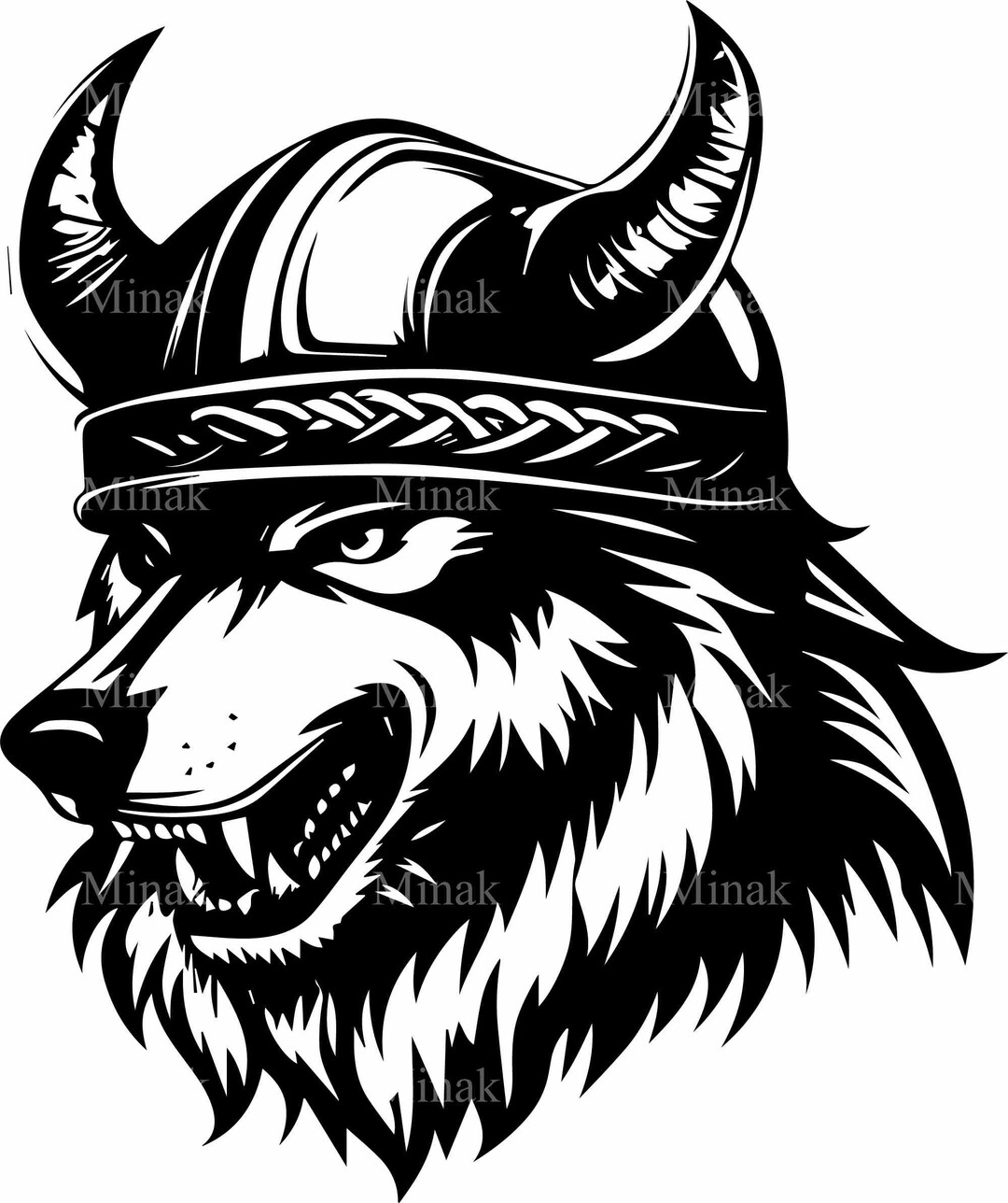 5 Fierce Viking Wolf SVG Cut File - Norse Wolf With Helmet Design for ...