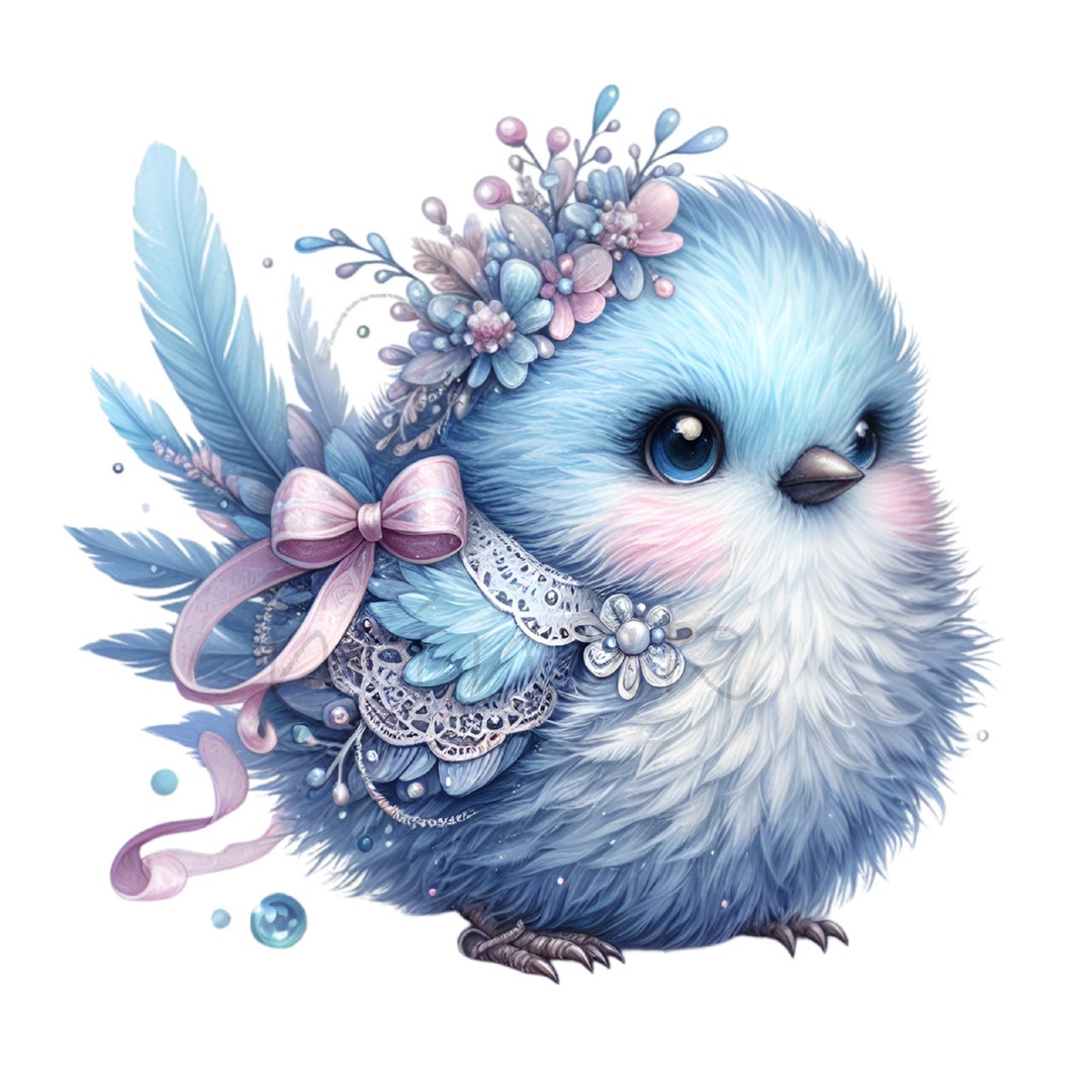 10 Bird With Bow PNG Clipart, Whimsical Bird Illustration, Cute Digital ...