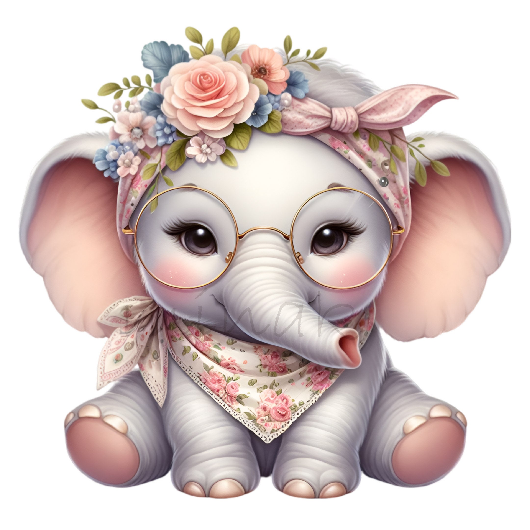 15 PNG Elephant Clipart PNG – Baby Girl Elephant With Glasses and ...