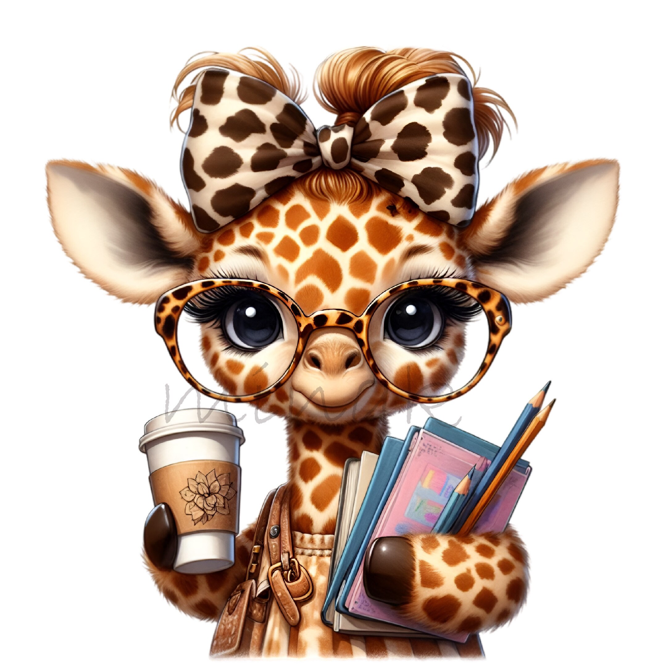 12 PNG Teacher Giraffe Clipart – Glasses, Books and Coffee for ...