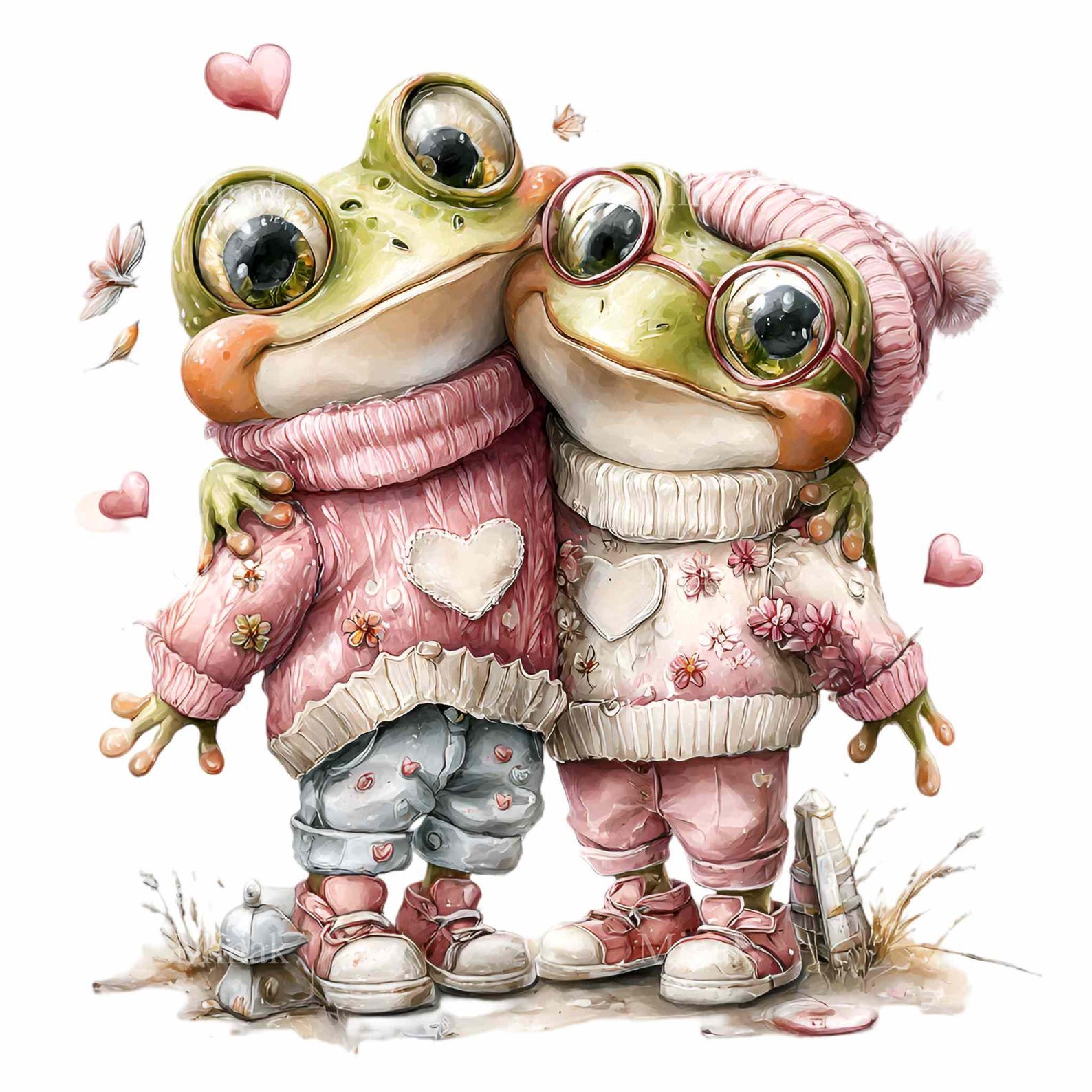 15 PNG Frog Couple Love Clipart – Valentine Animal Illustration ...