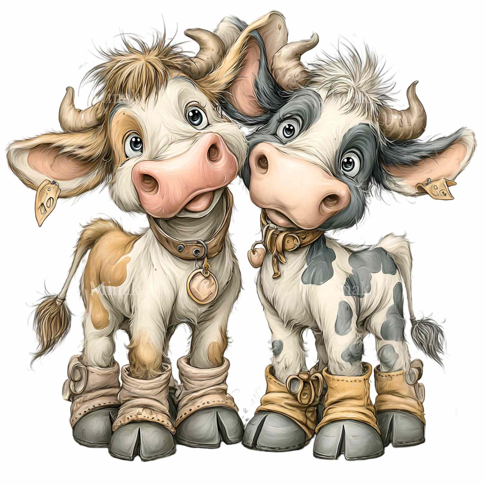 15 PNG Cute Cow Friends Clipart – Farm Animal PNG for Sublimation ...