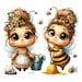 12 Housekeeper Bee PNG Clipart, Cute Cartoon Bee With Broom and Flowers ...