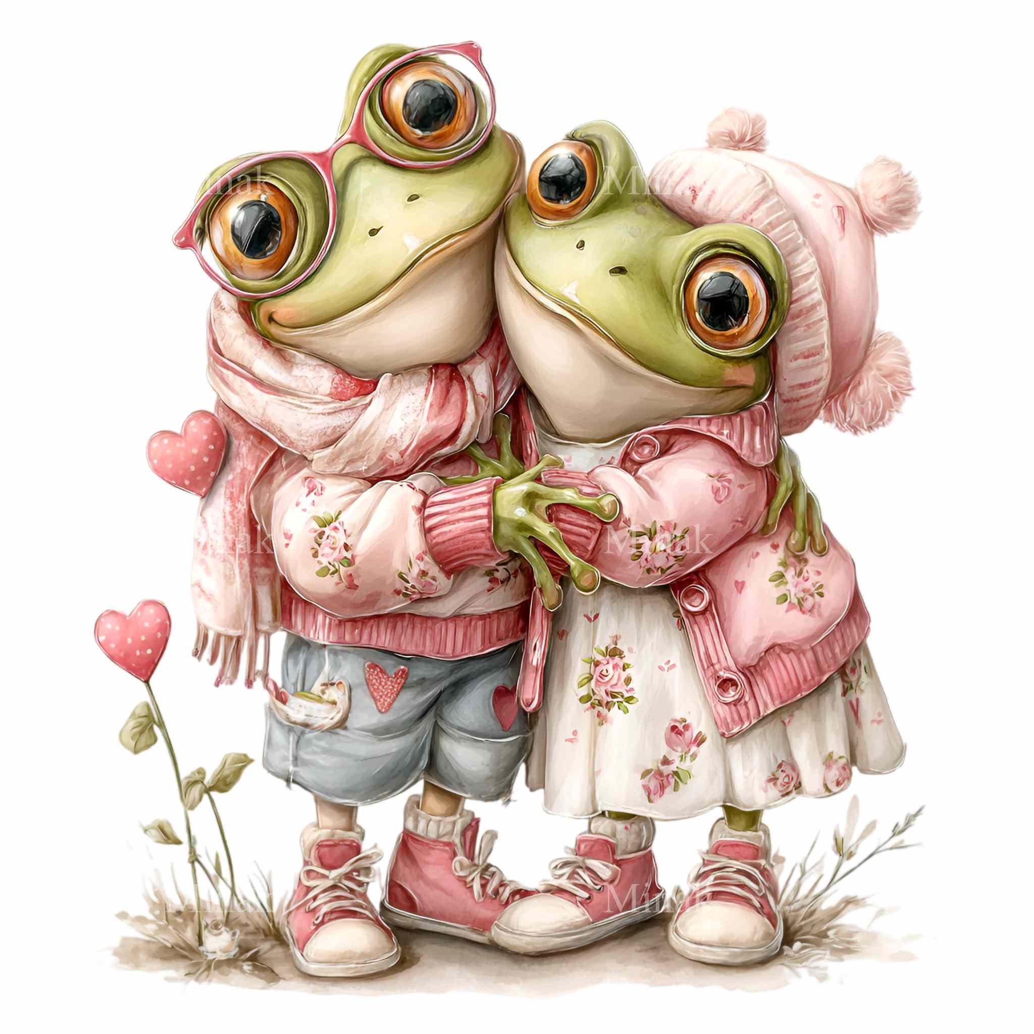 15 PNG Frog Couple Love Clipart – Valentine Animal Illustration ...