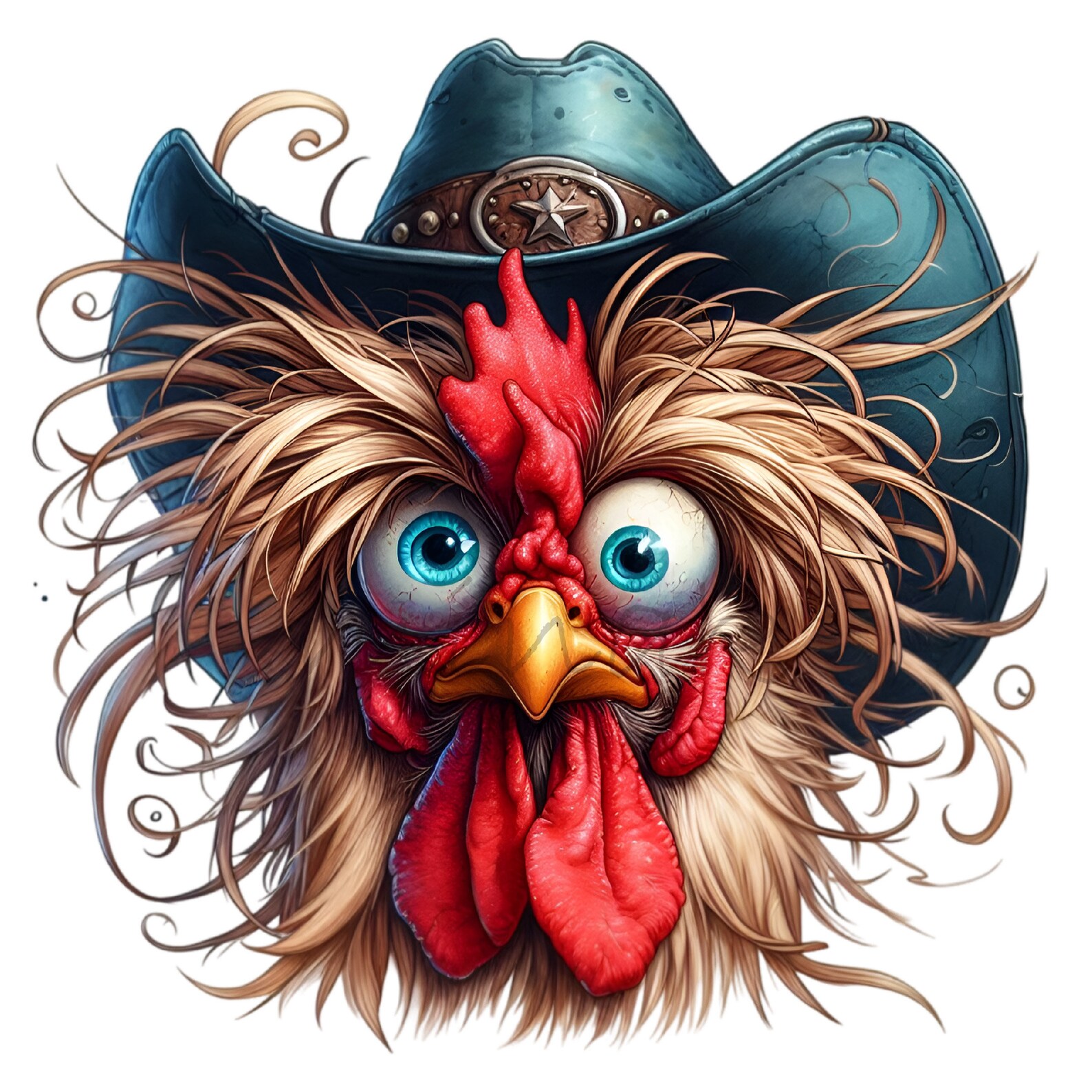 15 PNG Funny Cowboy Rooster Clipart, Western Chicken Hat Bandana - Etsy