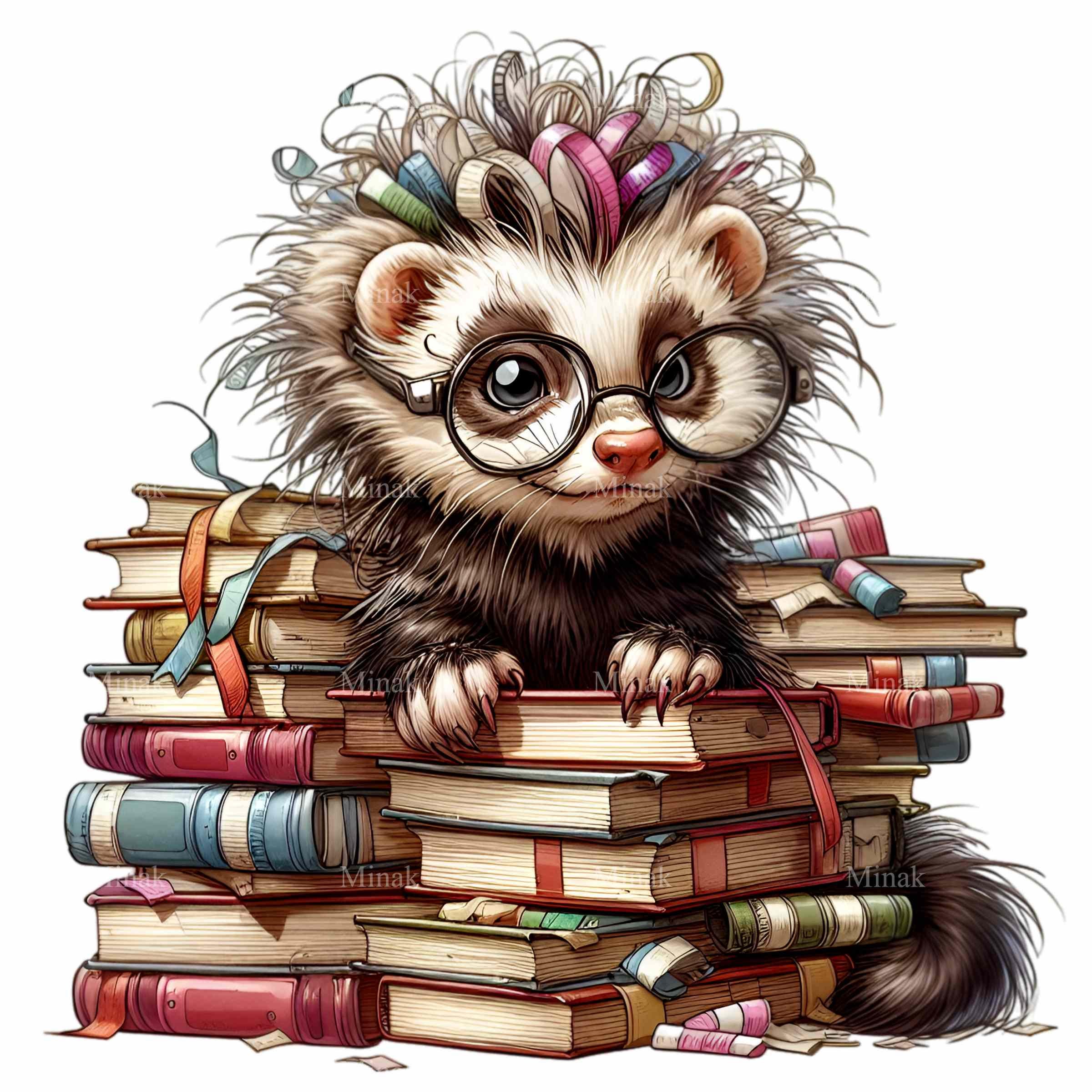 10 PNG Book Lover Skunk Clipart – Reading Animal Illustration, Nursery ...