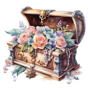 Treasure Chest Clipart PNG, 25 Watercolor Pirate Jewelry Png ...