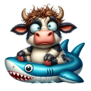 Cow on Shark Float Clipart 10 PNG Cute Baby Cow Art for Kids' Projects ...