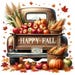 Vintage Green Truck Fall Harvest Clipart 15 Pumpkin and Sunflower Fall ...