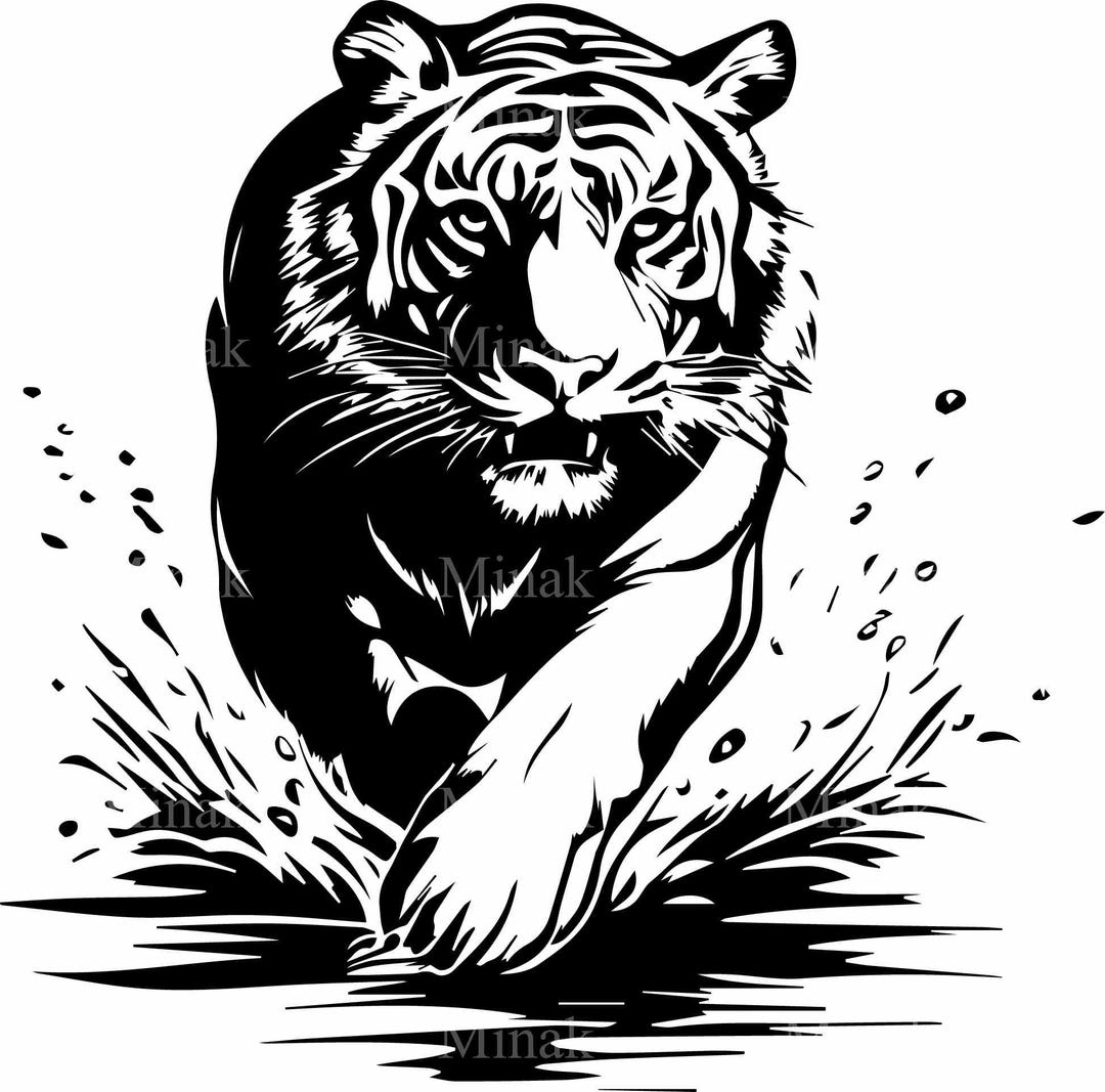 4 SVG Running Tiger SVG – Jungle Predator Cut File – Wild Animal Design ...